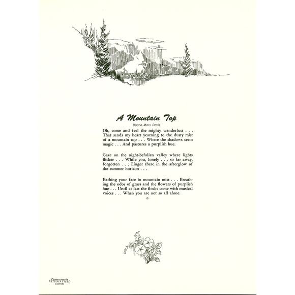 None and/or Unknown | Other | A Mountain Top Duane Mars Davis 97s Poem ...
